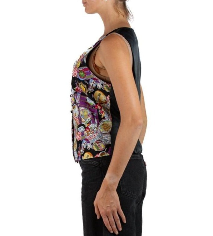 1990S Nicole Miller Silk Italian Restaurant Print Vest – MORPHEW
