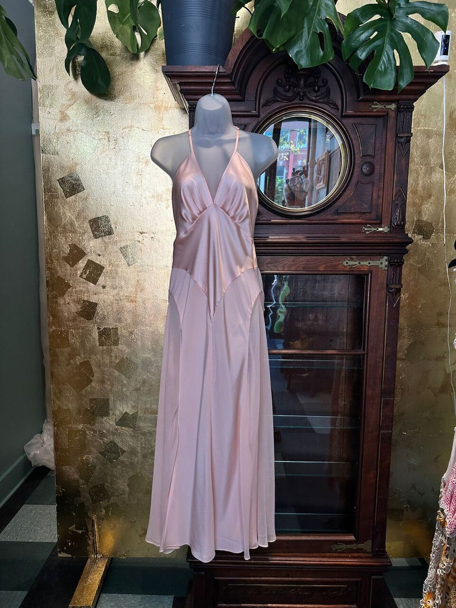 MORPHEW COLLECTION Pink Silk Charmeuse Sabrina Bias Cut Gown